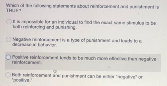 Solved Which of the following statements about reinforcement | Chegg.com