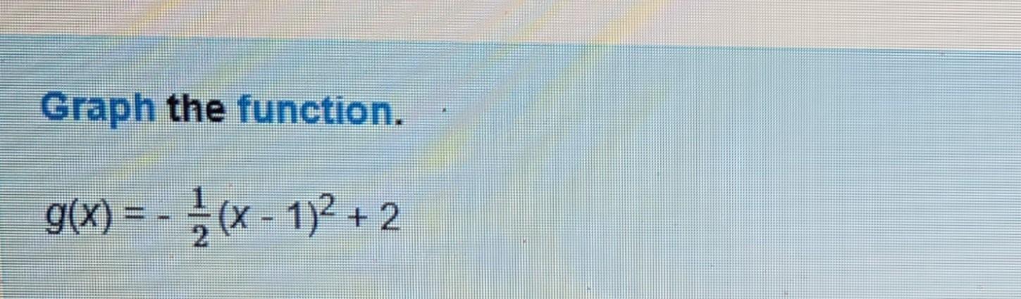 Solved Graph the function. g(x)=−21(x−1)2+2 | Chegg.com