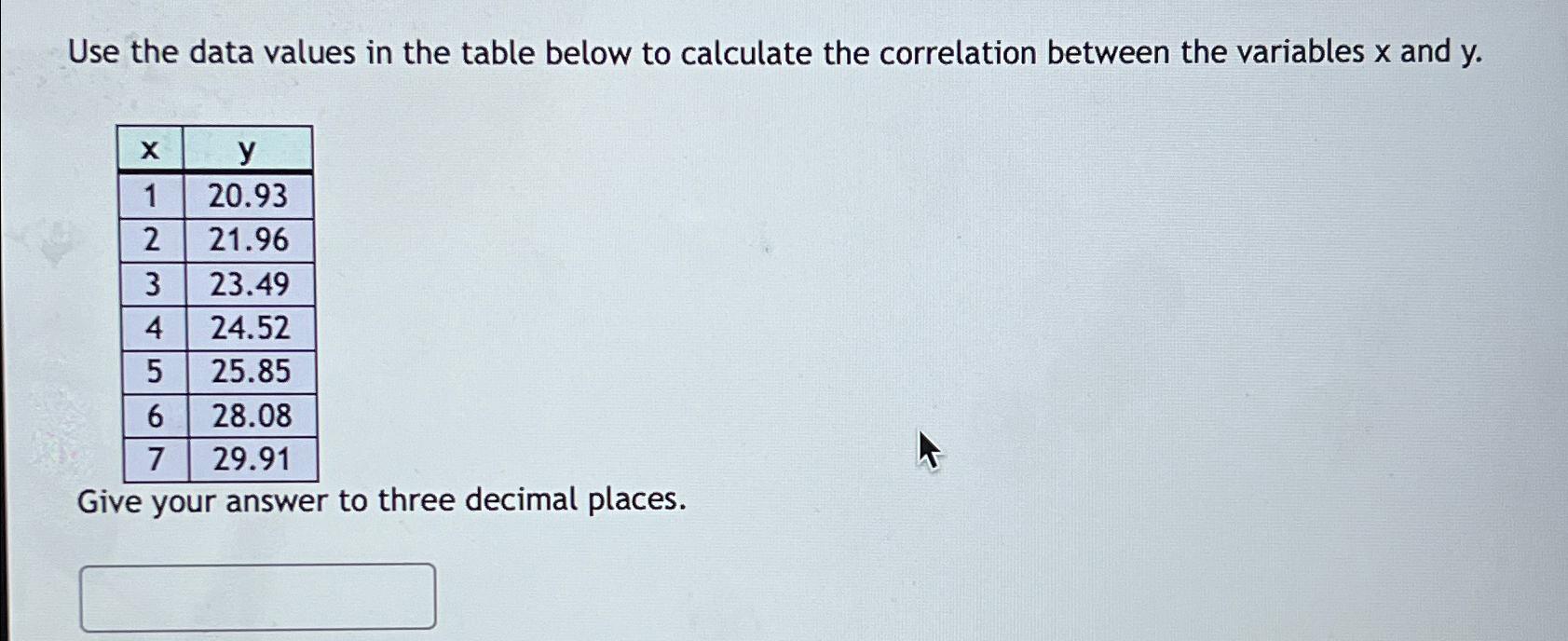 Solved Use the data values in the table below to calculate | Chegg.com