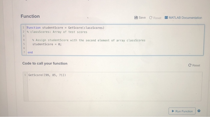 Solved Function A Save E Reset Do Matlab Documentation 1 8317