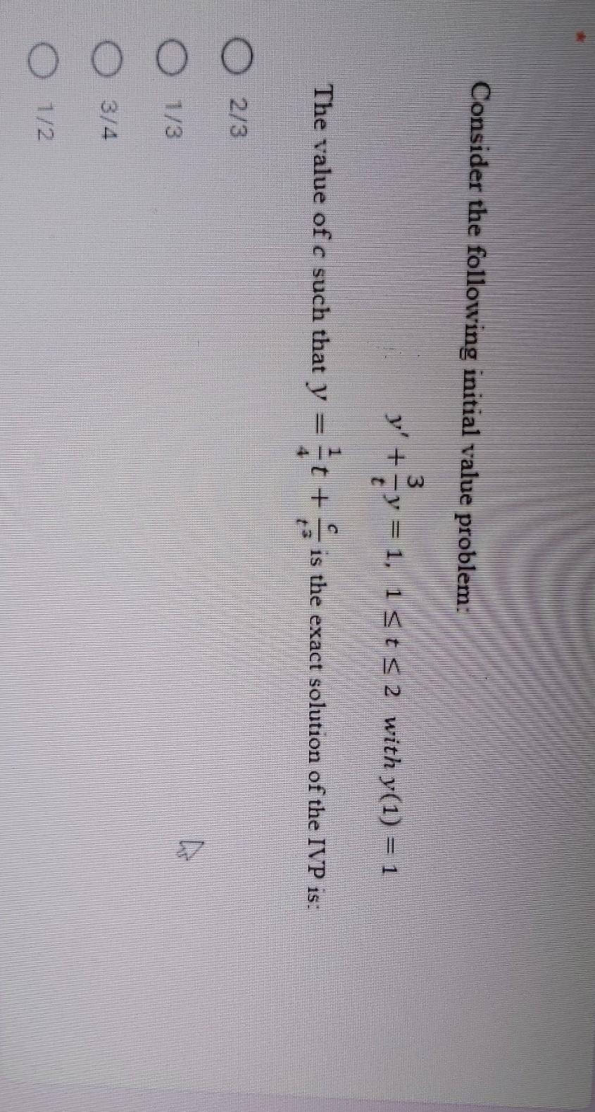 Solved Consider the following initial value problem: 3 y' + | Chegg.com