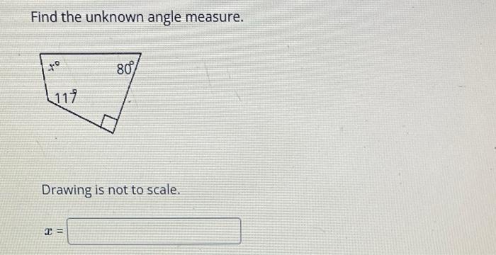 Solved Find the unknown angle measure. -- 80 114 Drawing is | Chegg.com