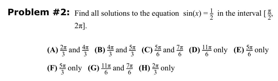 Solved Problem #2: Find all solutions to ﻿the equation | Chegg.com