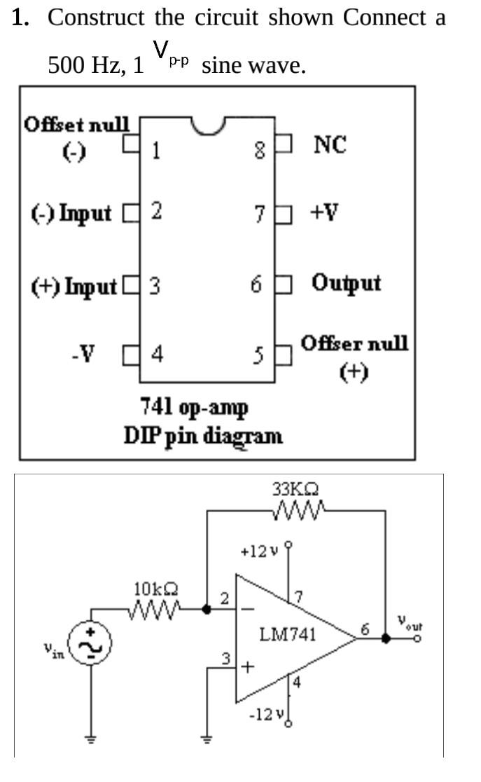 Solved 1. Construct the circuit shown Connect a V 500 Hz, 1 | Chegg.com