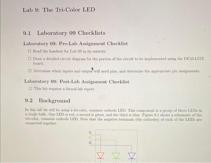 Solved 9.1 Laboratory 09 Checklists Laboratory 09: Pre-Lab | Chegg.com