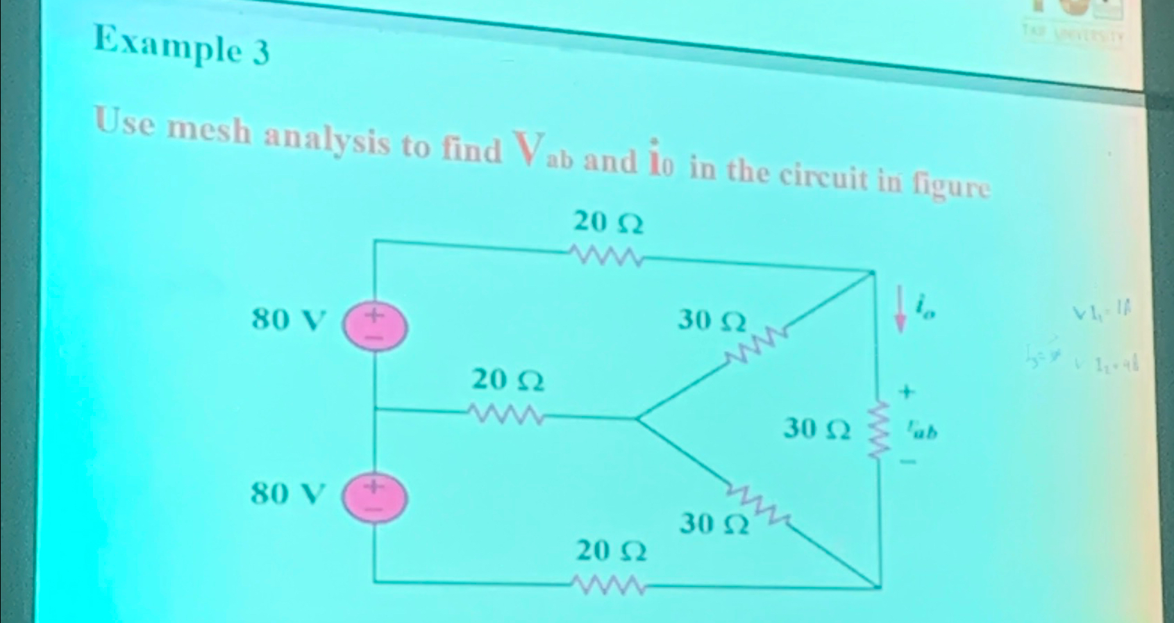 Solved Example 3Use mesh analysis to find Vab ﻿and i0 ﻿in | Chegg.com