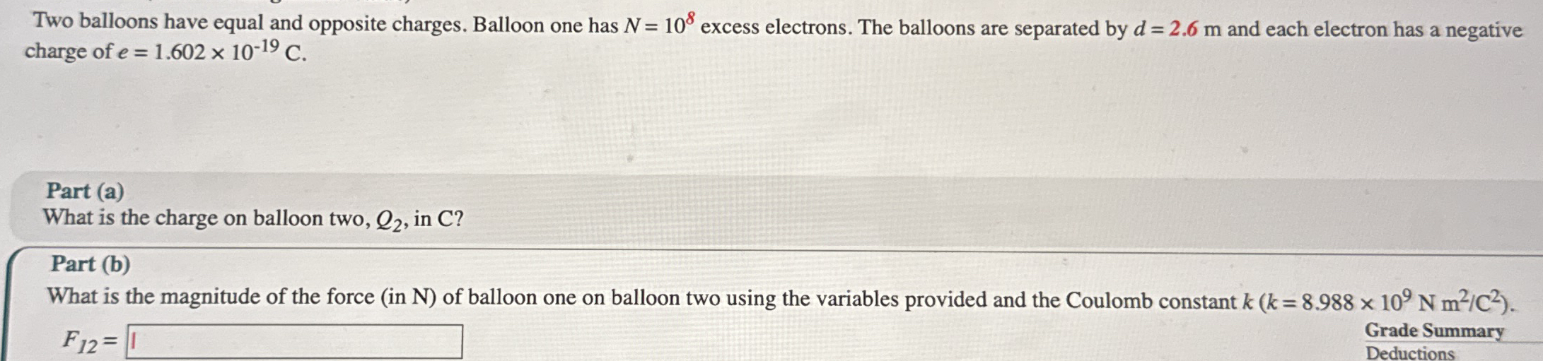 Solved Two balloons have equal and opposite charges. Balloon | Chegg.com