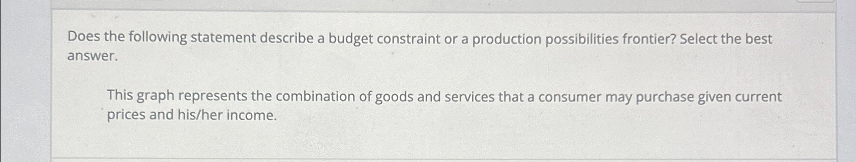 Solved Does the following statement describe a budget | Chegg.com