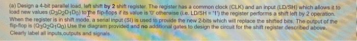 Solved (a) Design a 4-bit parallel load, left shift by 2 | Chegg.com