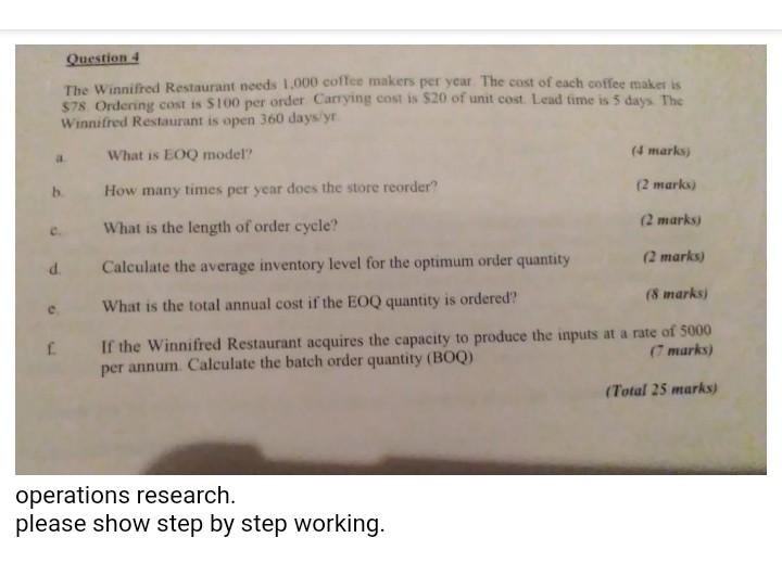 Solved operation research. please send answers with step by | Chegg.com