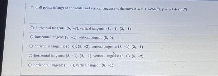 Solved Find all points (if any) of horizontal and vertical | Chegg.com