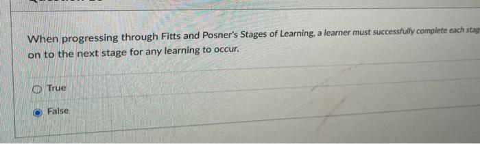 Solved When progressing through Fitts and Posner's Stages of | Chegg.com