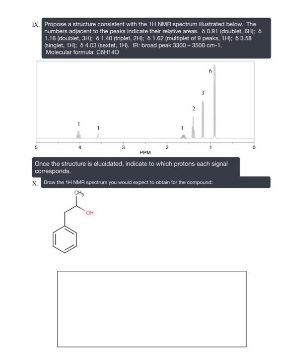Solved IX. Propose a structure consistent with the 1H NMR | Chegg.com