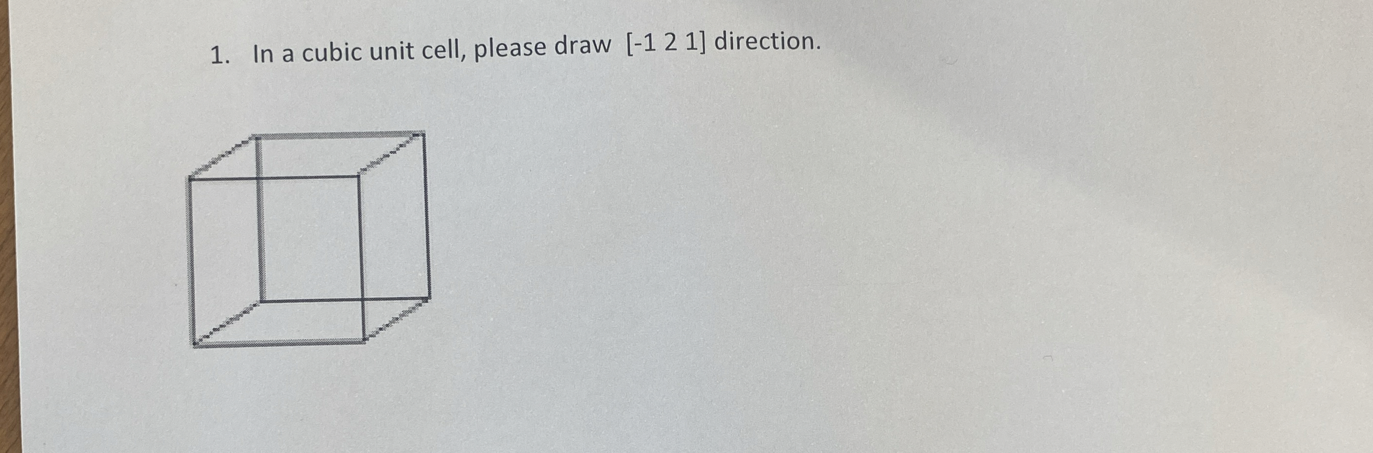 Solved In a cubic unit cell, please draw [-121] ﻿direction. | Chegg.com