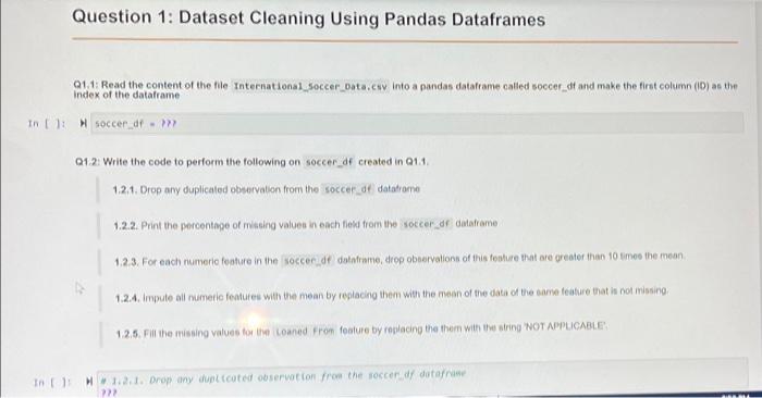 Question 1 Dataset Cleaning Using Pandas Dataframes 8964