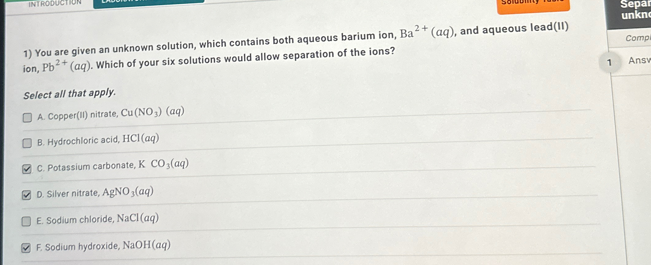 Solved SELECT ALL THAT APPLY PLEASE You are given an unknown | Chegg.com