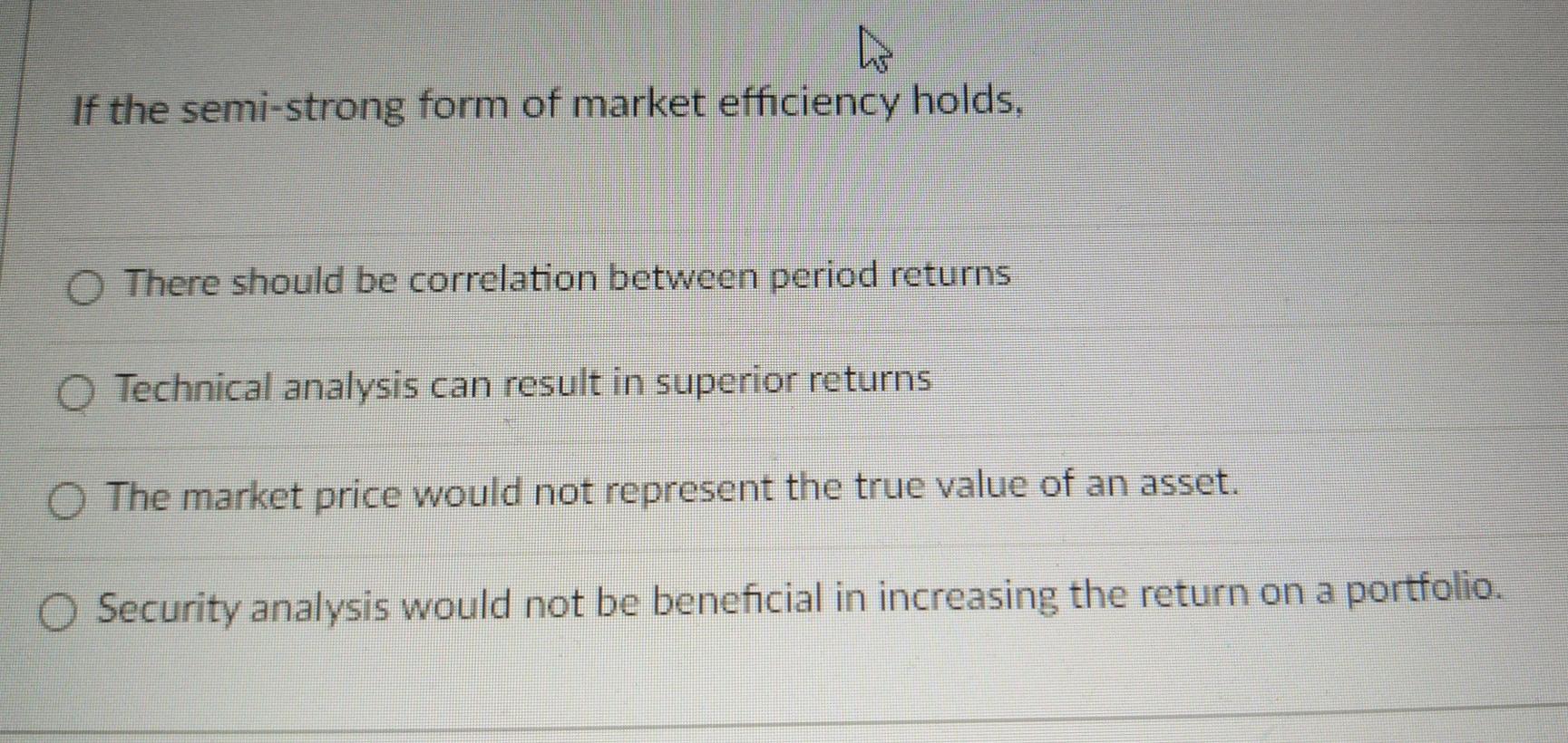 Solved If the semi-strong form of market efficiency holds, O | Chegg.com