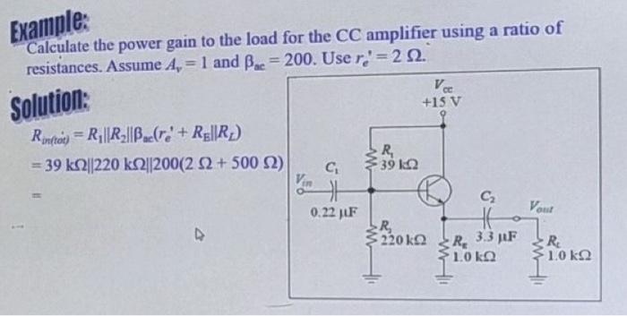 Solved Example: Calculate the power gain to the load for the | Chegg.com