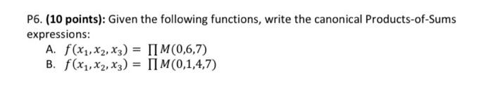 Solved P6. (10 points): Given the following functions, write | Chegg.com
