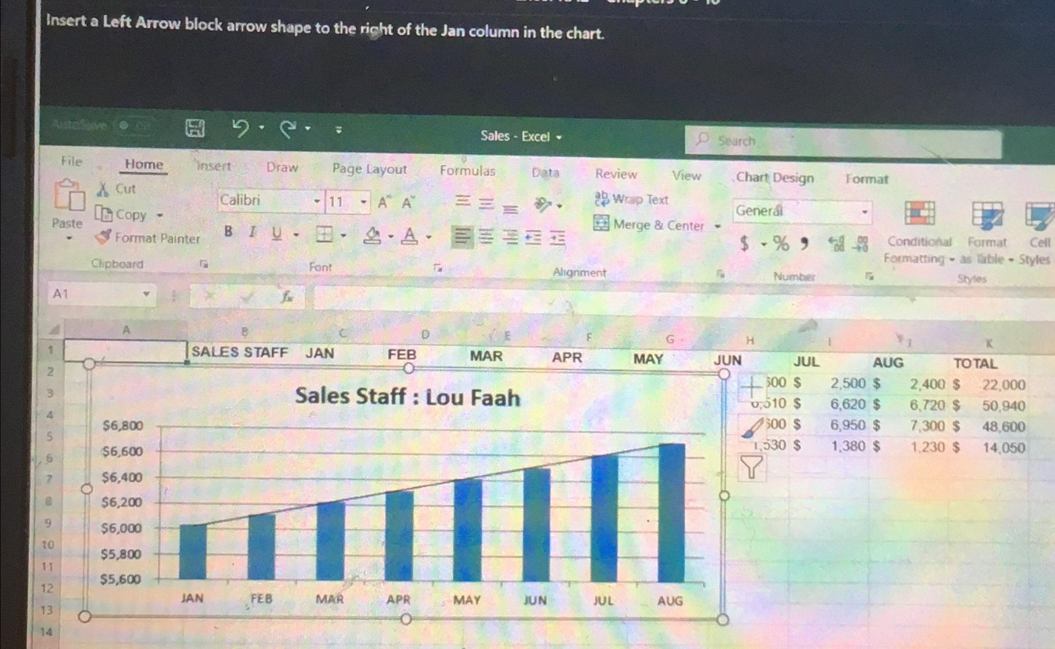 Solved Insert a Left Arrow block arrow shape to the right of | Chegg.com
