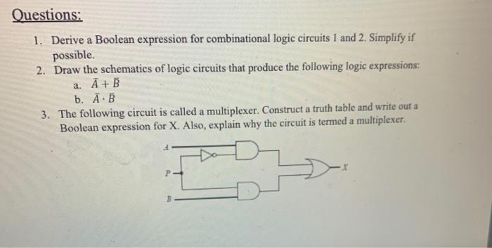 Solved Questions: 1. Derive a Boolean expression for | Chegg.com