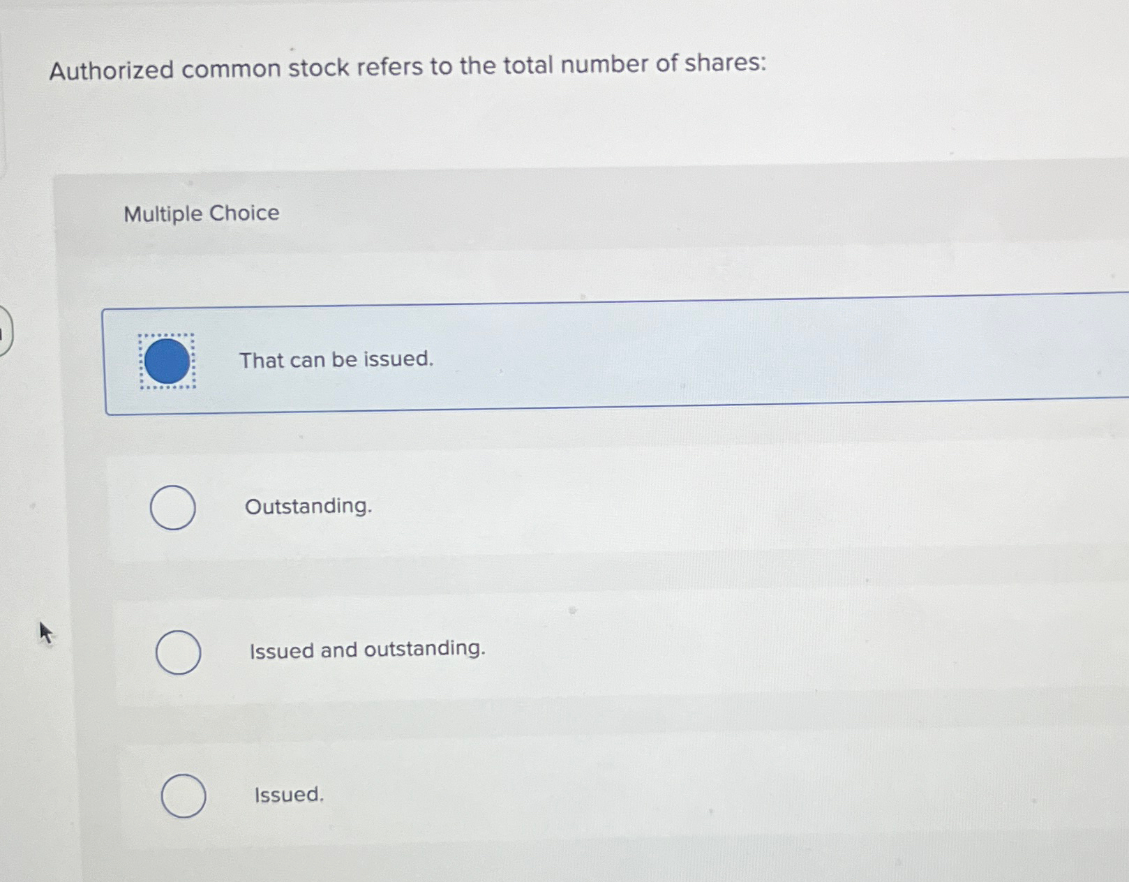Solved Authorized common stock refers to the total number of | Chegg.com