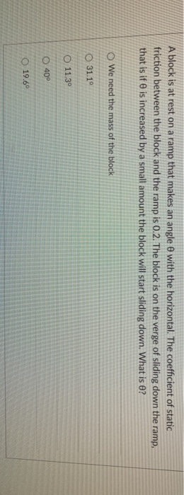 Solved A block is at rest on a ramp that makes an angle with | Chegg.com