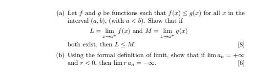 Solved (a) Let f and gbe functions such that f(x)