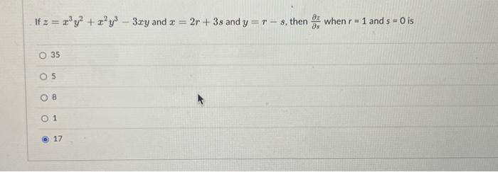 Solved If z=x3y2+x2y3−3xy and x=2r+3s and y=r−s, then ∂s∂z | Chegg.com