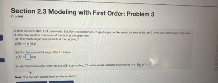 Solved Section 2 3 Modeling With First Order Problem 3 1