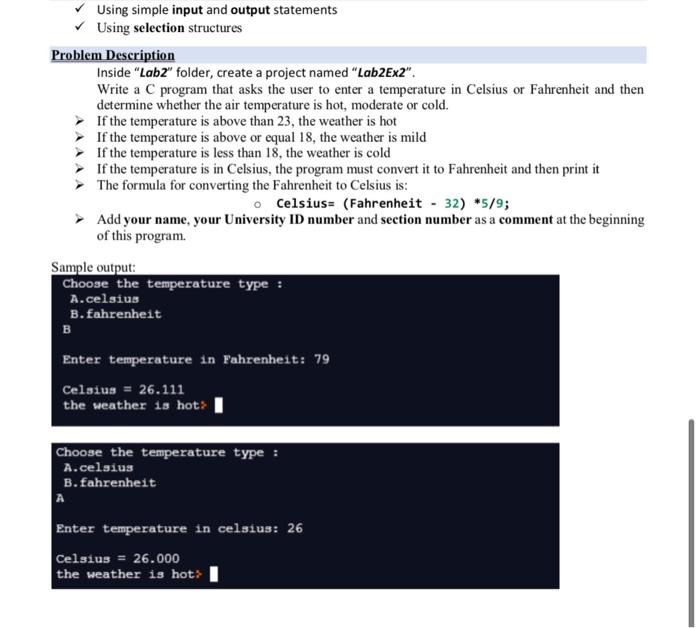 Solved Using simple input and output statements Using if, | Chegg.com