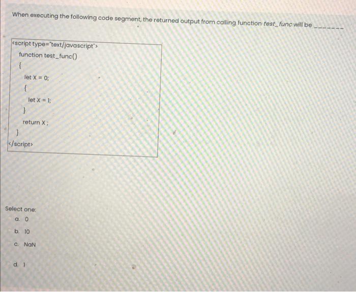 Solved When executing the following code segment, the | Chegg.com
