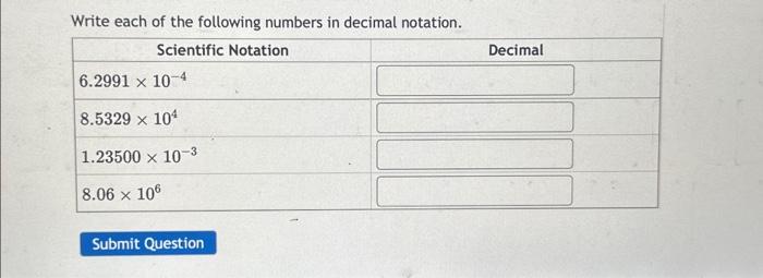 Solved Write each of the following numbers in decimal | Chegg.com