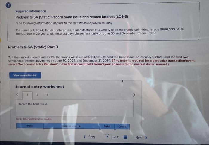 Solved Required information Problem 9-5A (Static) Record | Chegg.com