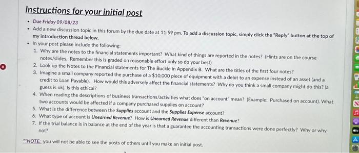 Solved Instructions for your initial post - Due Friday | Chegg.com
