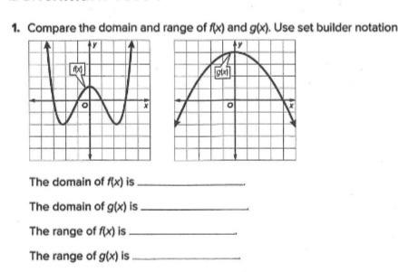 Solved 1. Compare the domain and range of f(x) and g(x). Use | Chegg.com