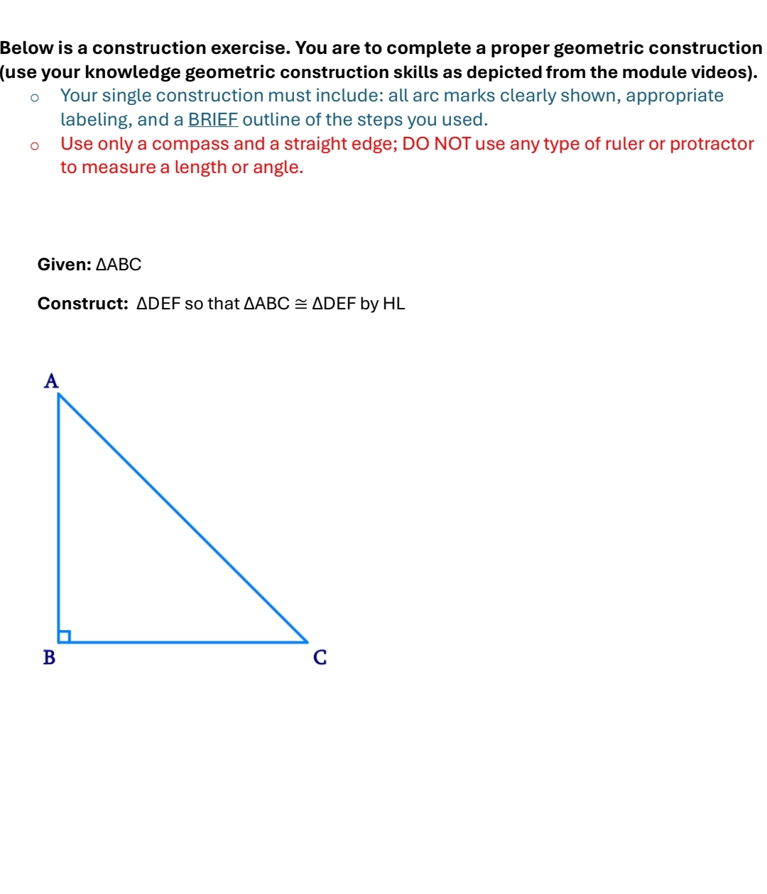 Solved Below is a construction exercise. You are to complete | Chegg.com