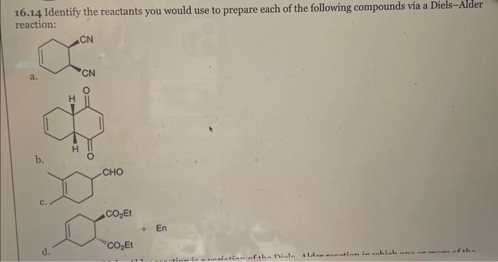 Solved 16.14 Identify the reactants you would use to prepare | Chegg.com