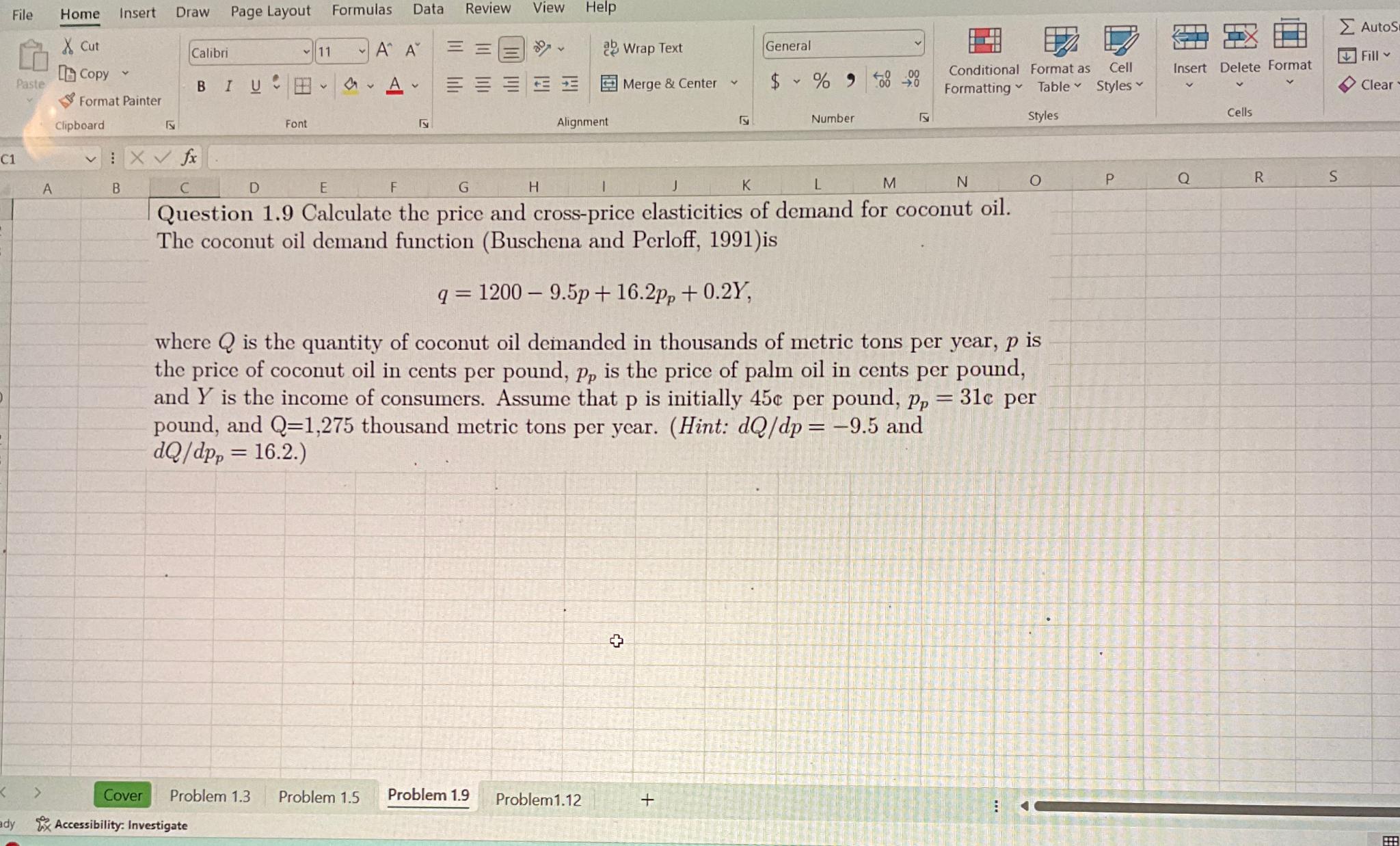 Solved Question 1.9 ﻿Calculate the price and cross-price | Chegg.com