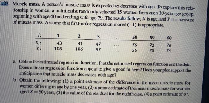 Solved 7. Muscle mass. A person's muscle mass is expected to | Chegg.com