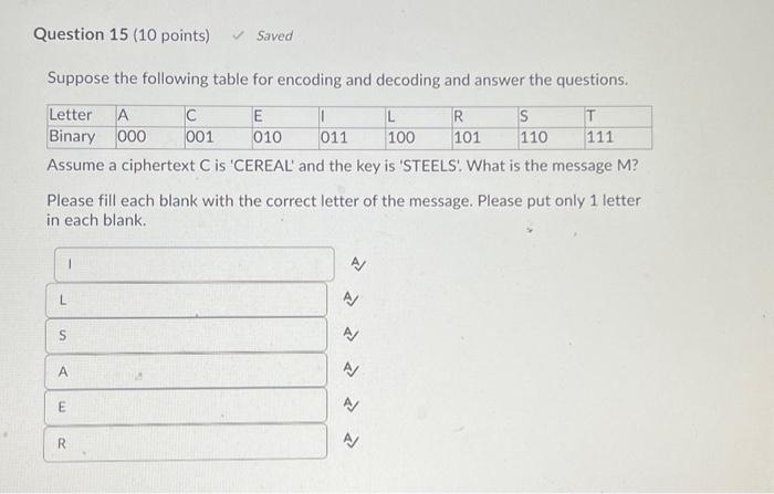 Solved Suppose the following table for encoding and decoding | Chegg.com