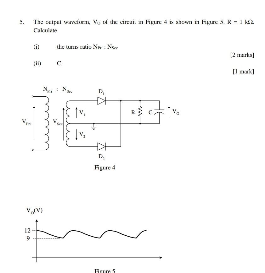 Solved 5. The output waveform, Vo of the circuit in Figure 4 | Chegg.com