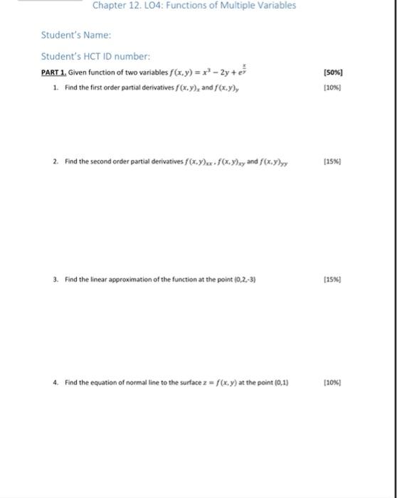 Solved Chapter 12. L04: Functions of Multiple Variables | Chegg.com