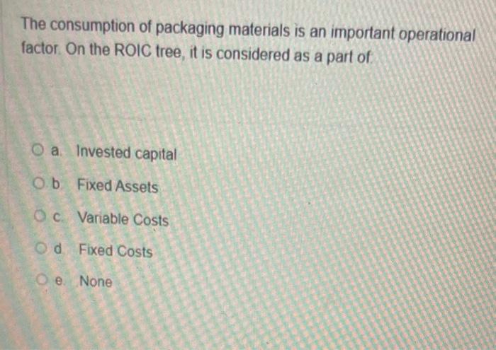 Solved We need to build the ROIC tree in order to O a None | Chegg.com