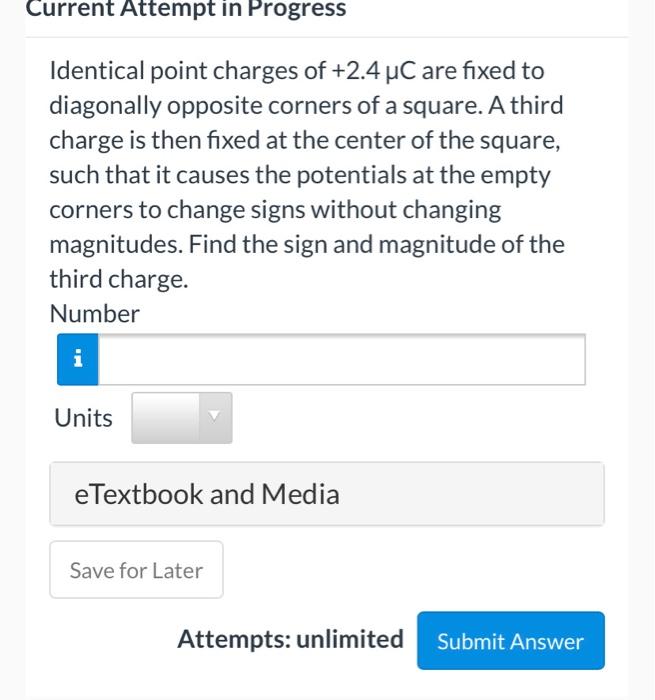 Solved Two identical point charges (q=+7.90×10−6C) are fixed | Chegg.com