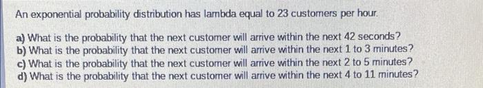 Solved An exponential probability distribution has lambda | Chegg.com