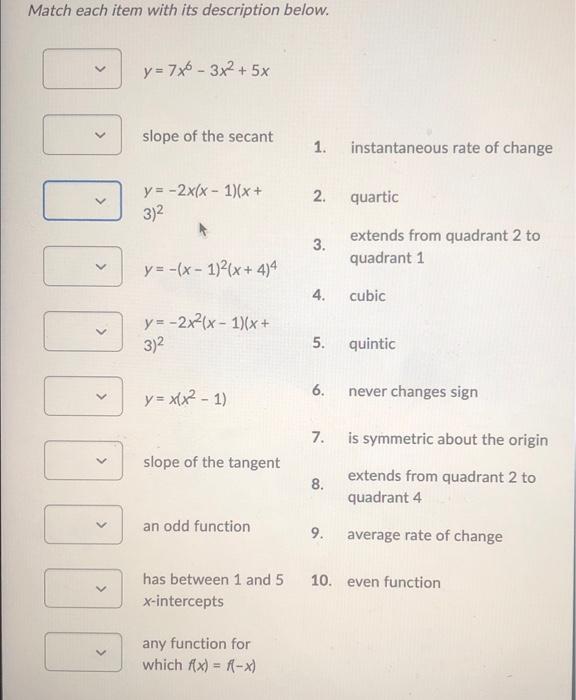 Solved Match each item with its description below. | Chegg.com
