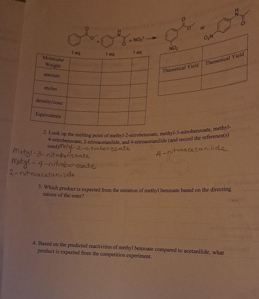 Solved NITRATION OF METHYL BENZOATE, ACETANILIDE AND | Chegg.com
