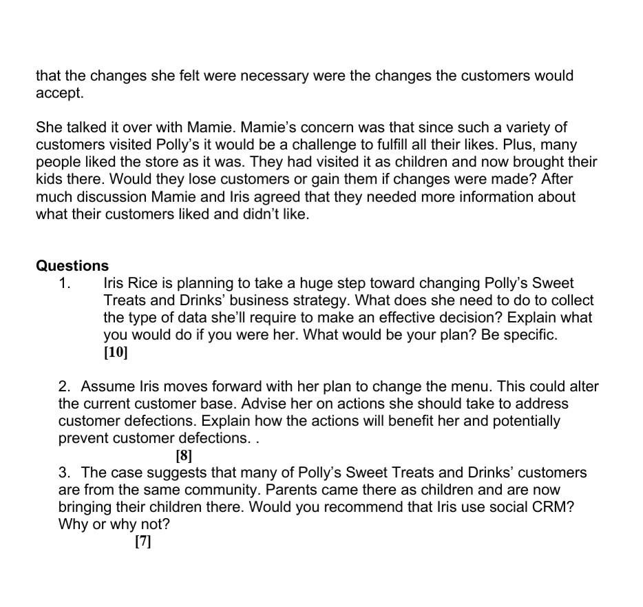 Solved ASSIGNMENT 3 - GROUP Polly's Sweet Treats and Drinks | Chegg.com