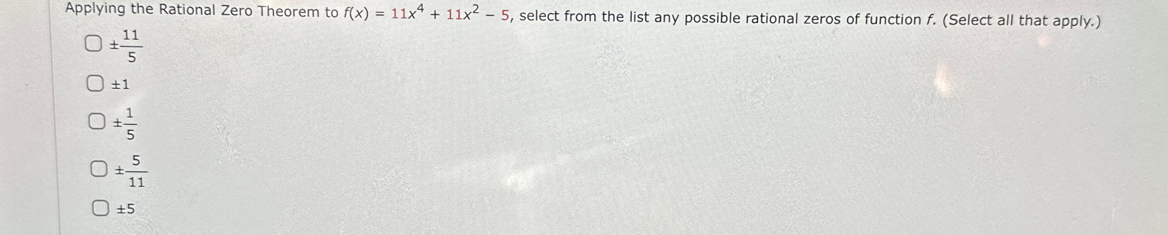 Solved Applying the Rational Zero Theorem to | Chegg.com